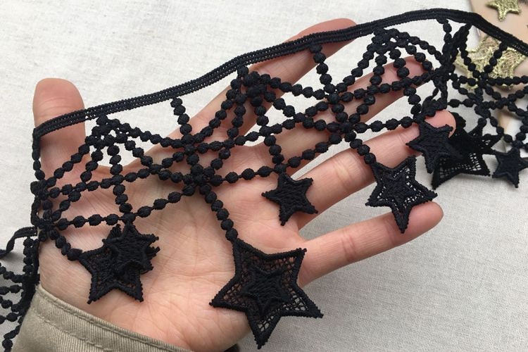 Star Tassel Lace Trim in Gold/black/white 4.1" Width by the Yard - Etsy