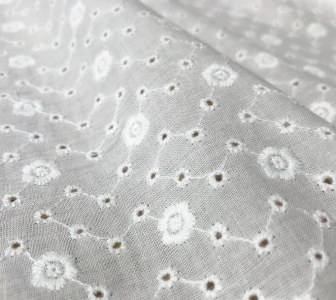 53" Wide Eyelet Cotton Fabric, Eyelet Dress Fabric With Little Floral ...