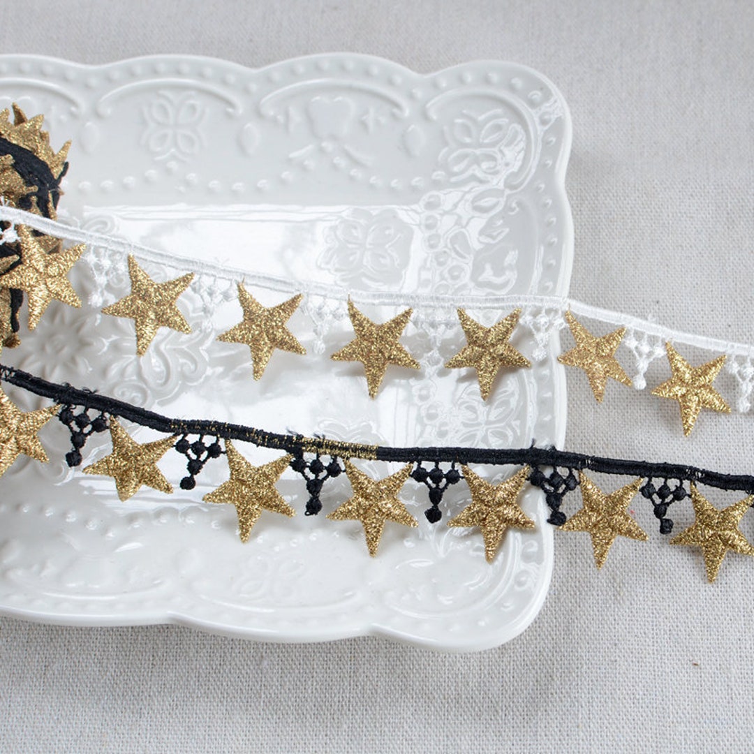 Gorgeous Gold 3D Star Lace Trim, Fringe Tassel Lace, Venice Lace Trim ...