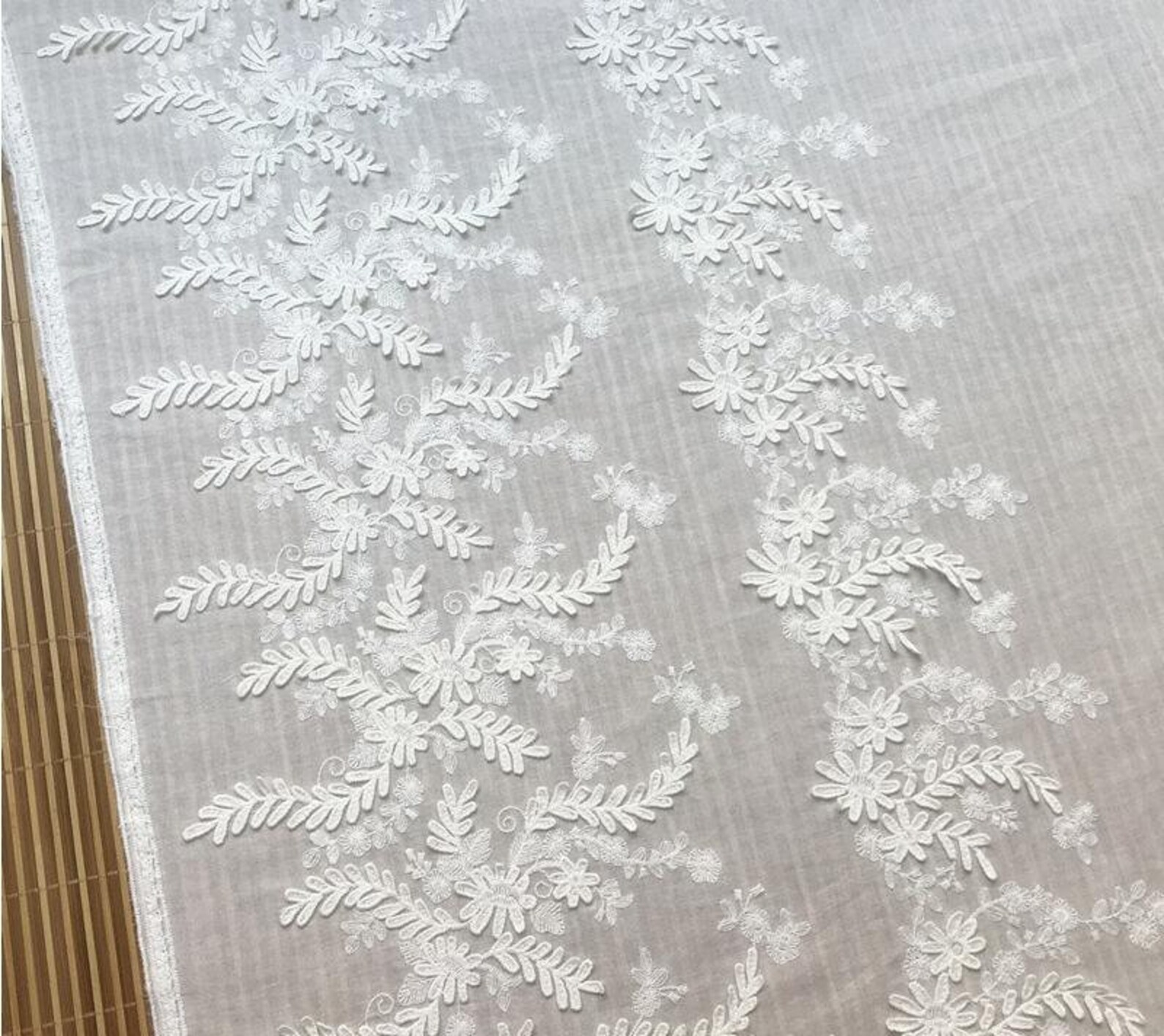 3D Leaf Pattern Cotton Lace Fabric, Cotton Fabric by the Yard ...