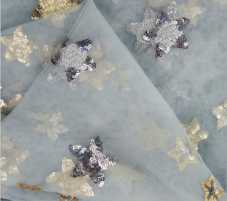 Stars Fabric Gold Star Mesh Lace Fabric Sequined Stars Tulle - Etsy