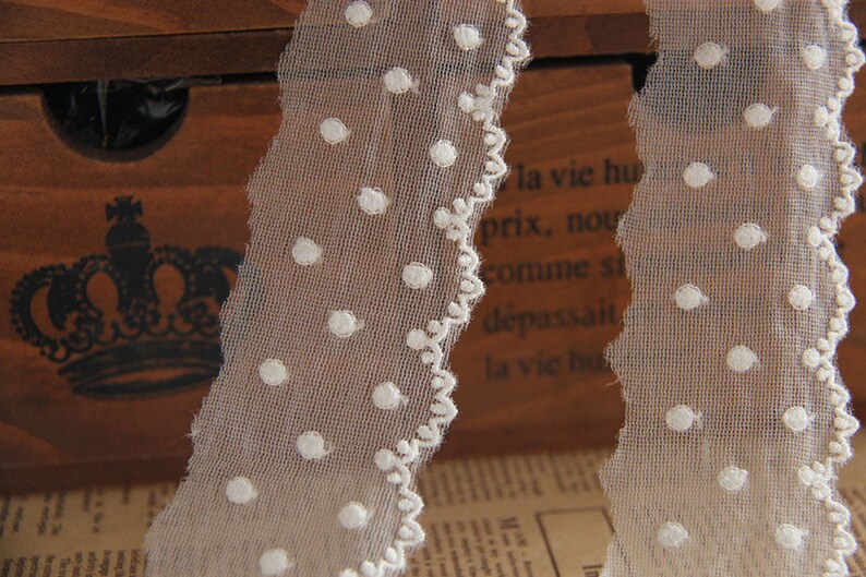 2 Yards Dot Lace Trim Single Scalloped Edging Trim Lace - Etsy