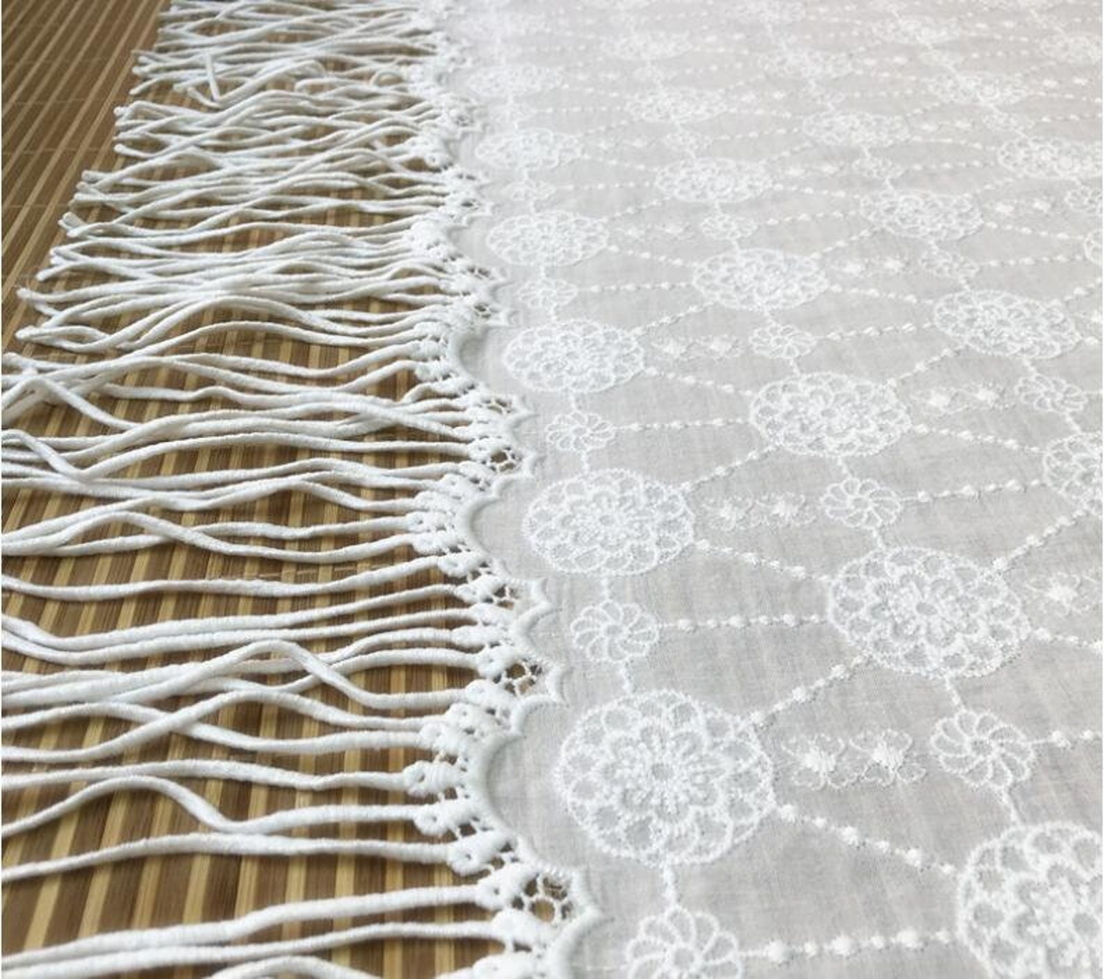 Tassel/fringe Cotton Lace Fabric, Cotton Fabric by the Yard, off White ...