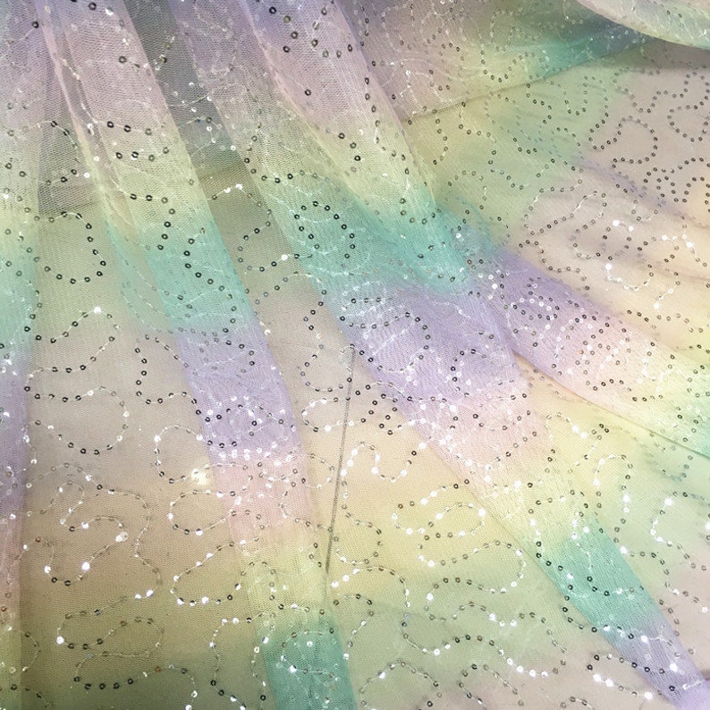 Rainbow Sequins Tulle Fabric With Gradient Colors Colorful - Etsy