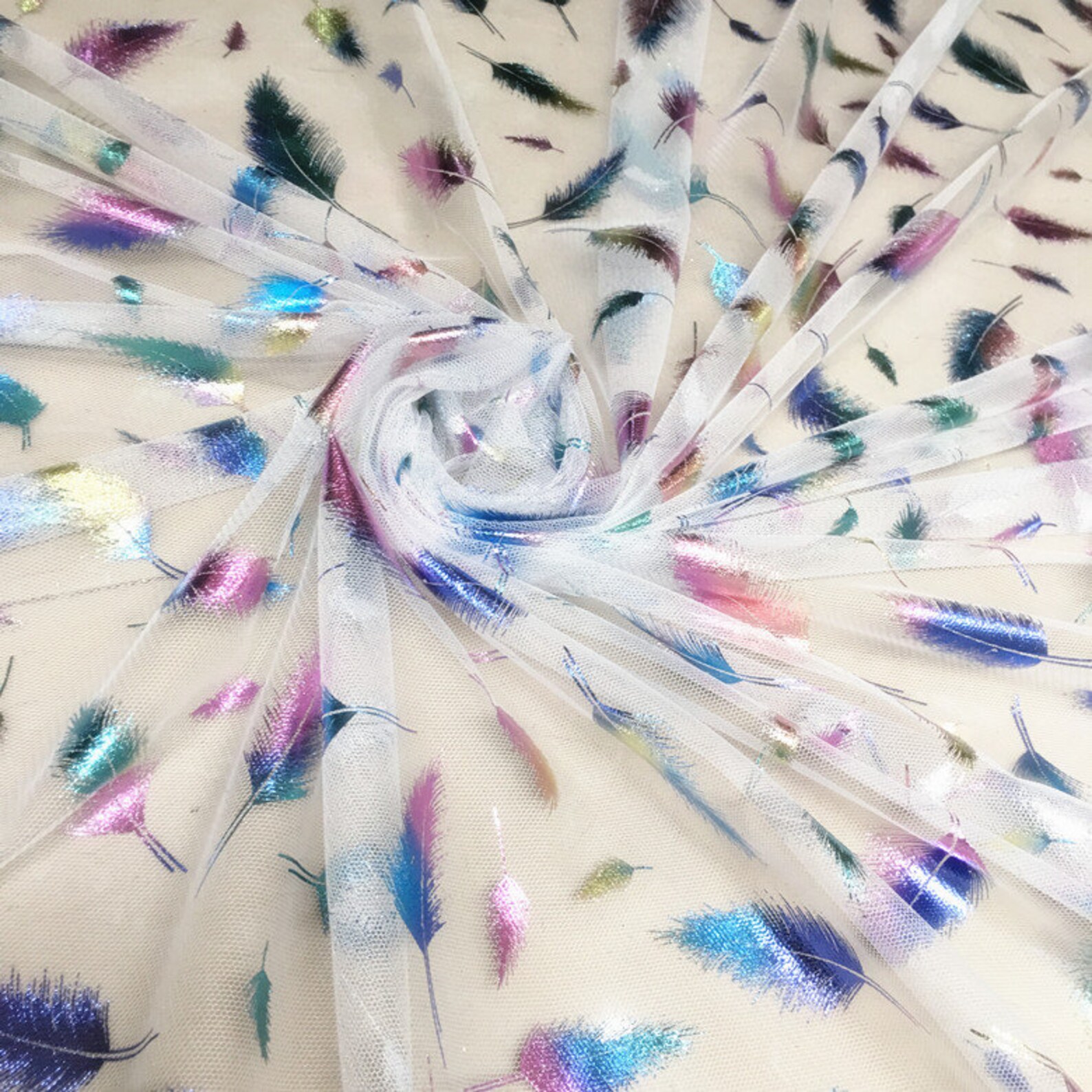 Colorful Feather Lace Fabric Pink/off White/dark Blue/black Tulle Lace ...