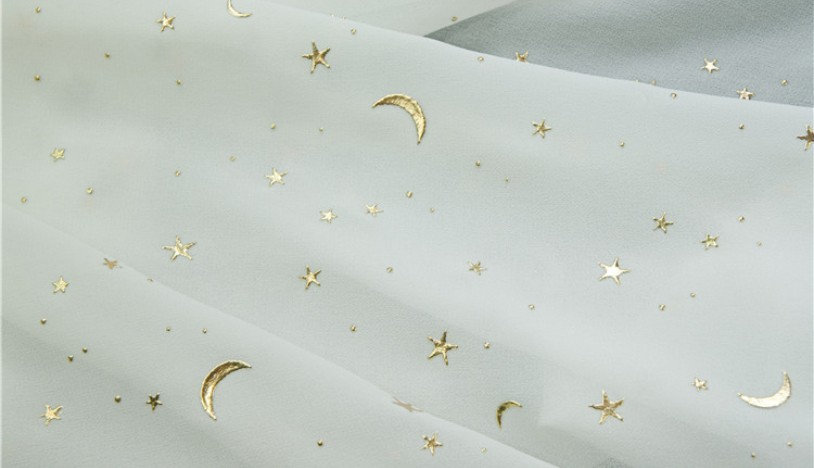 Moon&Stars Chiffon Fabric In Black White For Background | Etsy