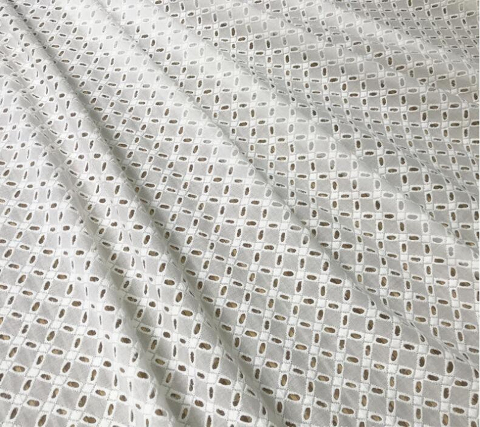 Vintage Embroidered Hollowed Lace Fabric Geometric Cotton | Etsy