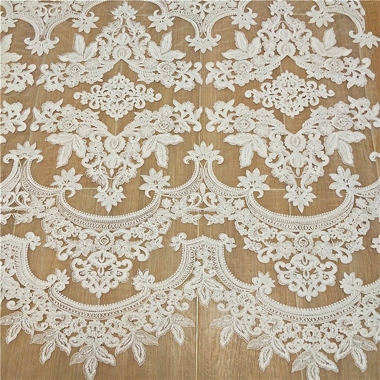 Off White Antique Cotton Thread Embroidery Lace Fabric Tulle - Etsy