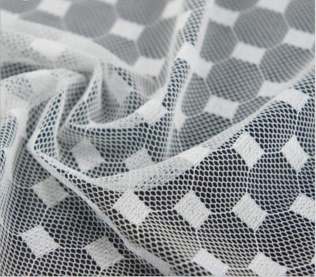Elastic Fabric, Soft Elastic Fabric, off White/black Mesh Fabric 63 ...