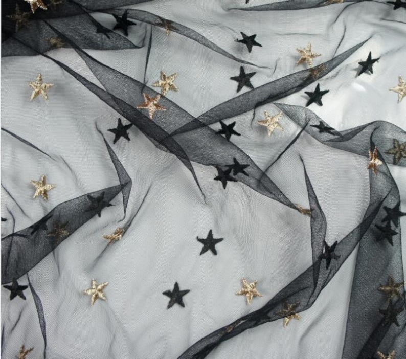 Star Fabric, Two-tone 3D Stars Tulle Fabric for Tutu Skirt, Tulle Dress ...