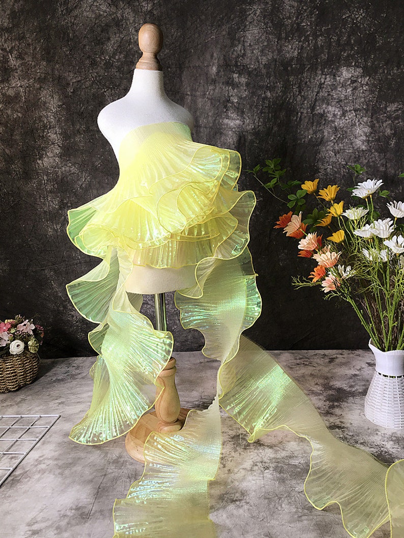 7 Colors Gradient Organza Ruffled Pleated Lace Trim With Wave - Etsy