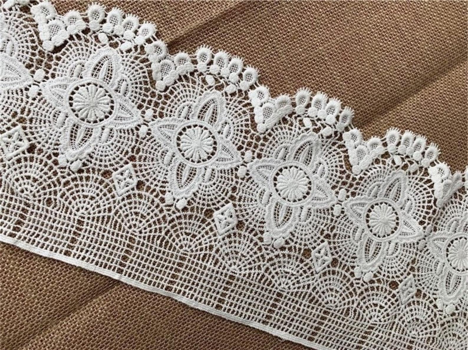 Super Wide Cotton Lace Trim Retro off White Crochet Lace Hollowed Out ...