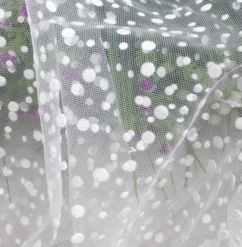 1 Meter Soft Translucent Off White Polka Dot Lace Fabric For | Etsy
