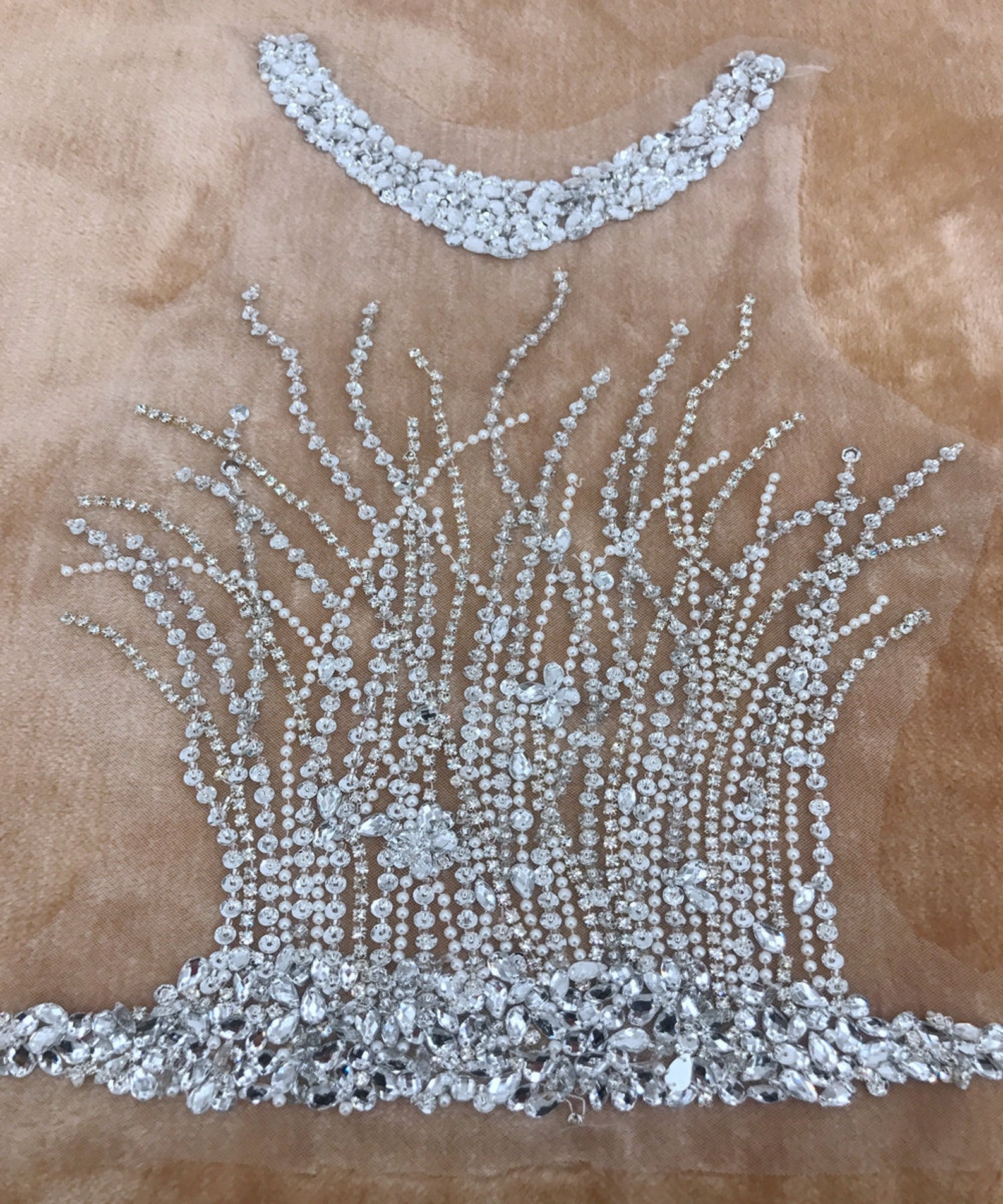Sparkle Bridal Rhinestone Bodice Applique With Sequins in - Etsy