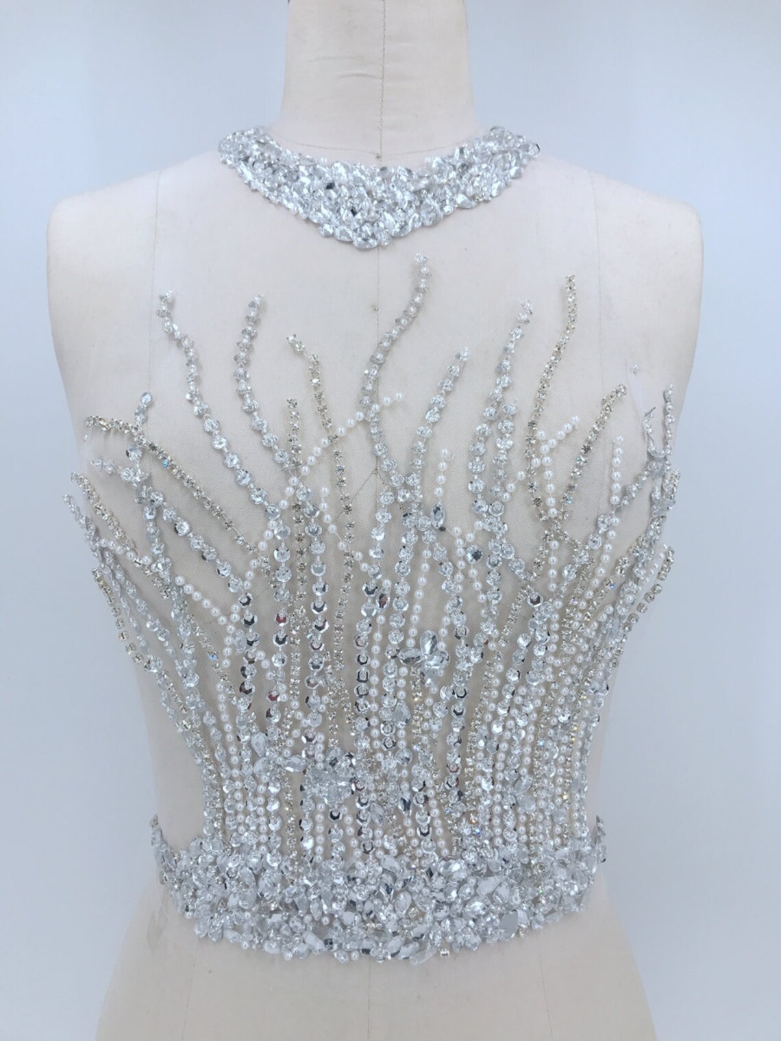 Sparkle Bridal Rhinestone Bodice Applique With Sequins in - Etsy