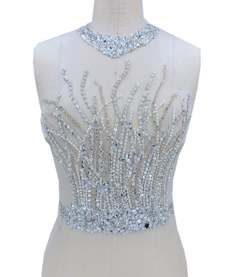 Sparkle Bridal Rhinestone Bodice Applique With Sequins in | Etsy