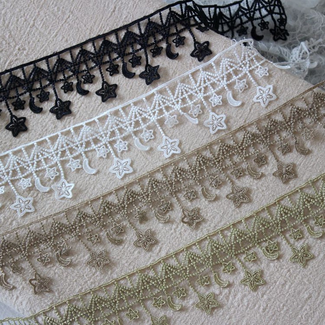 Star Moon Tassel Lace Trim in Gold/black/white/rose Gold 2.8" Width by ...