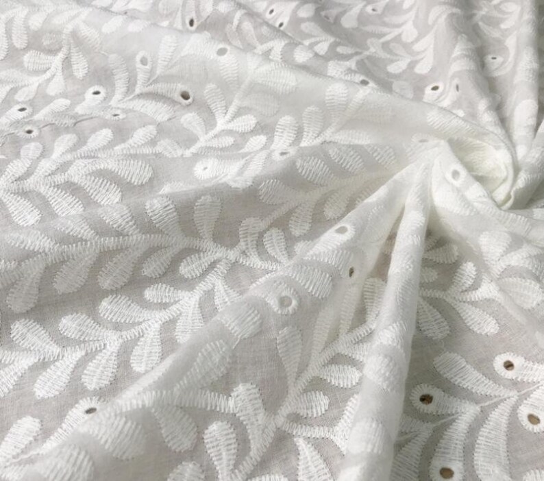 Leaf Pattern Cotton Lace Fabric Cotton Embroidered Lace | Etsy