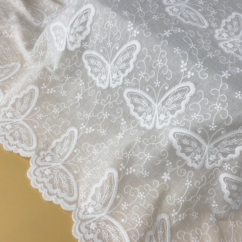 Beautiful Butterfly Cotton Fabric 3D Butterfly Floral Embroidery Lace ...