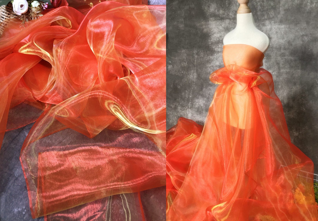 Orange Soft Gradient Illusion Tulle, Mesh Fabric, Orange Tulle for ...