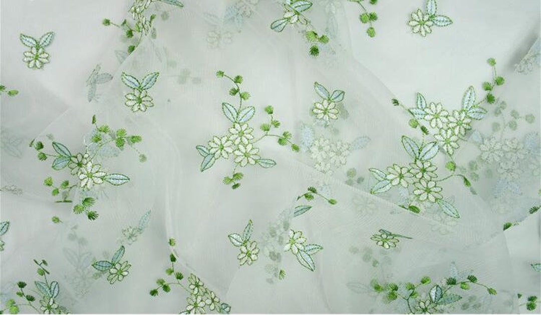 Exquisite Green Flower Embroidery Lace Fabric Soft Mesh Fabric for Tutu ...