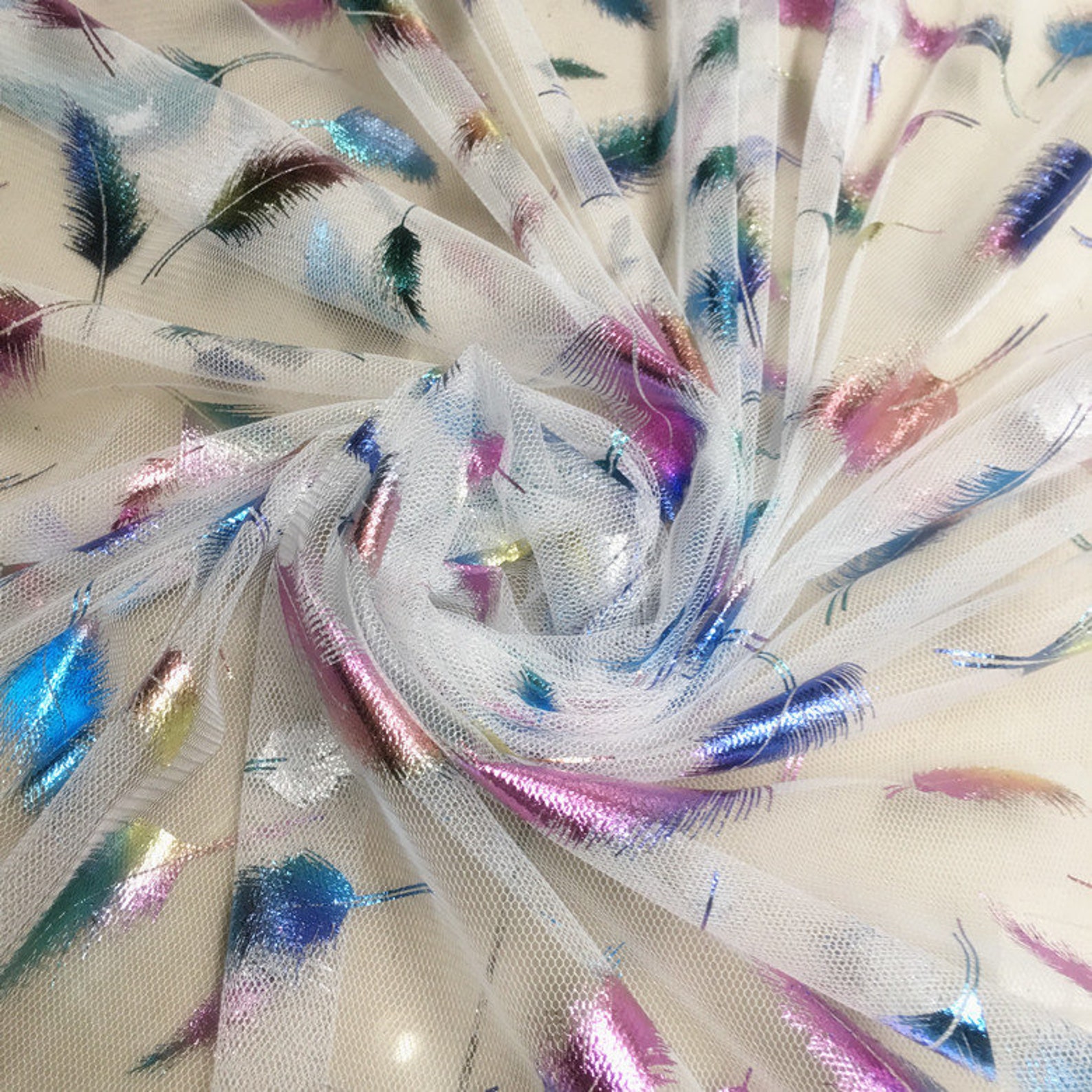 Colorful Feather Lace Fabric Pink/off White/dark Blue/black Tulle Lace ...