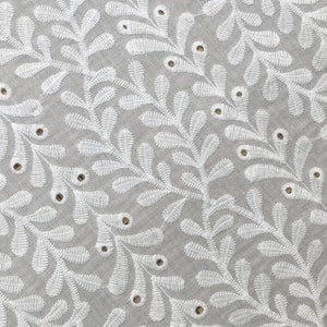 Leaf Pattern Cotton Lace Fabric, Cotton Embroidered Lace Fabric, Eyelet ...
