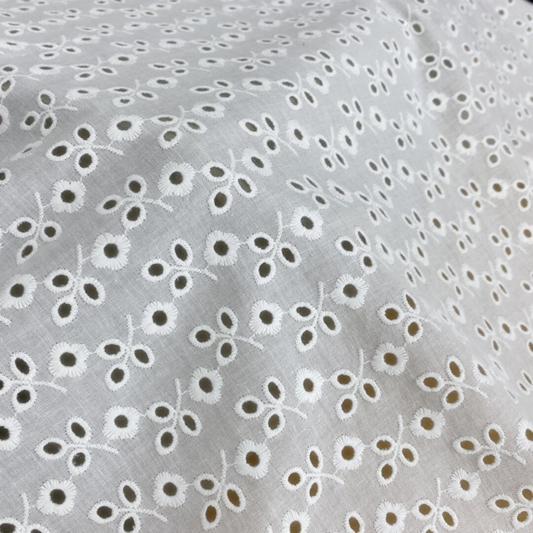 Sweet Eyelet Floral Lace Fabric Embroidered Cotton Fabric Dress Fabric ...