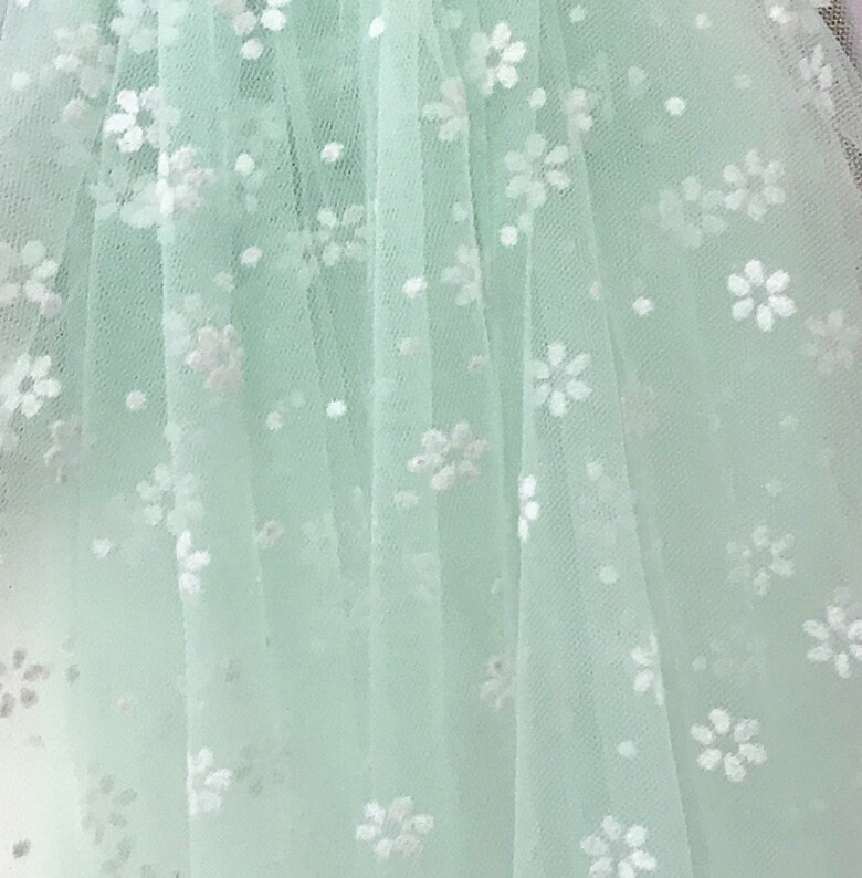 Lace Fabric 5 Colors Tulle White Flocking Mini Floral Soft | Etsy