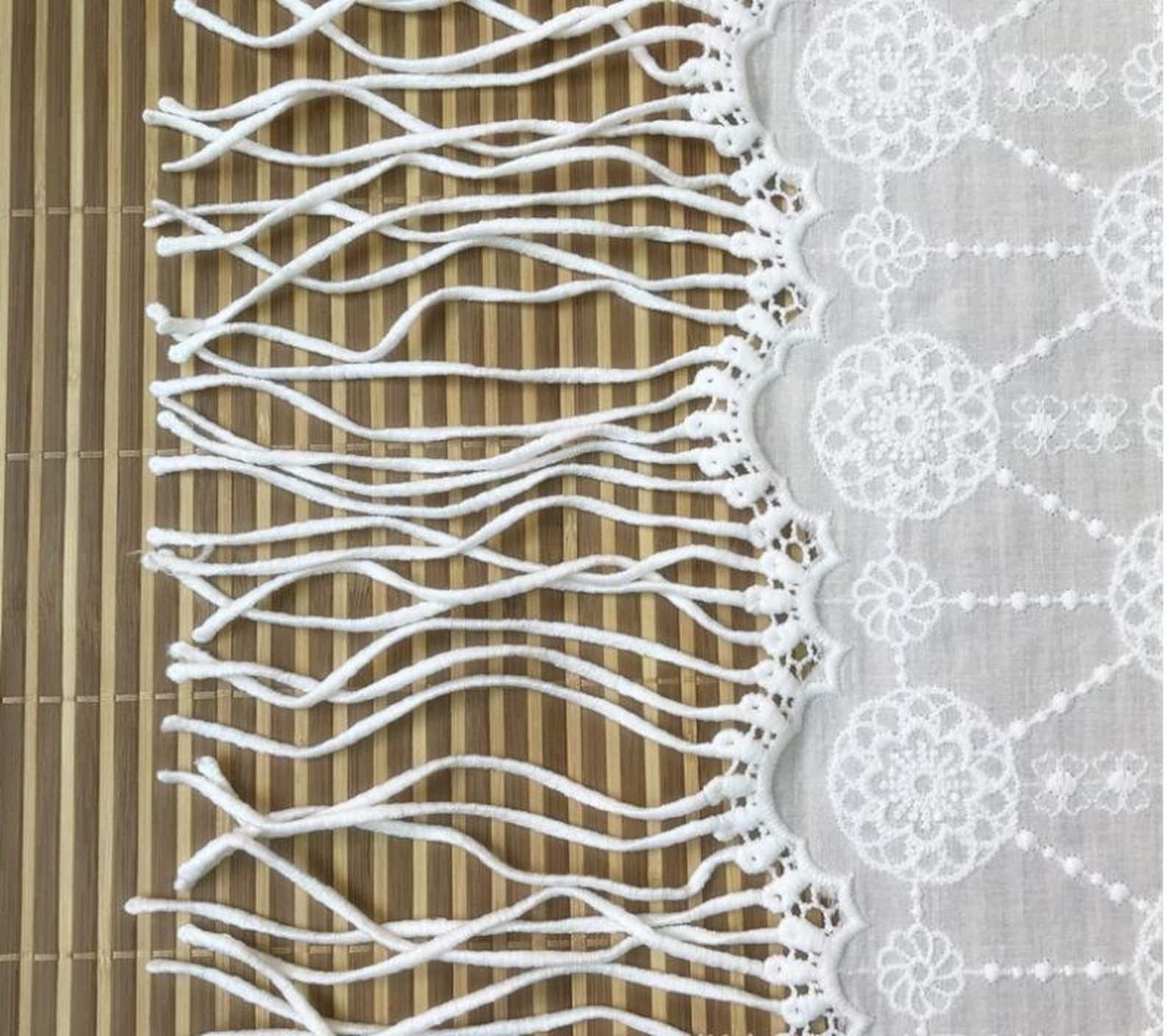 Tassel/fringe Cotton Lace Fabric, Cotton Fabric by the Yard, off White ...