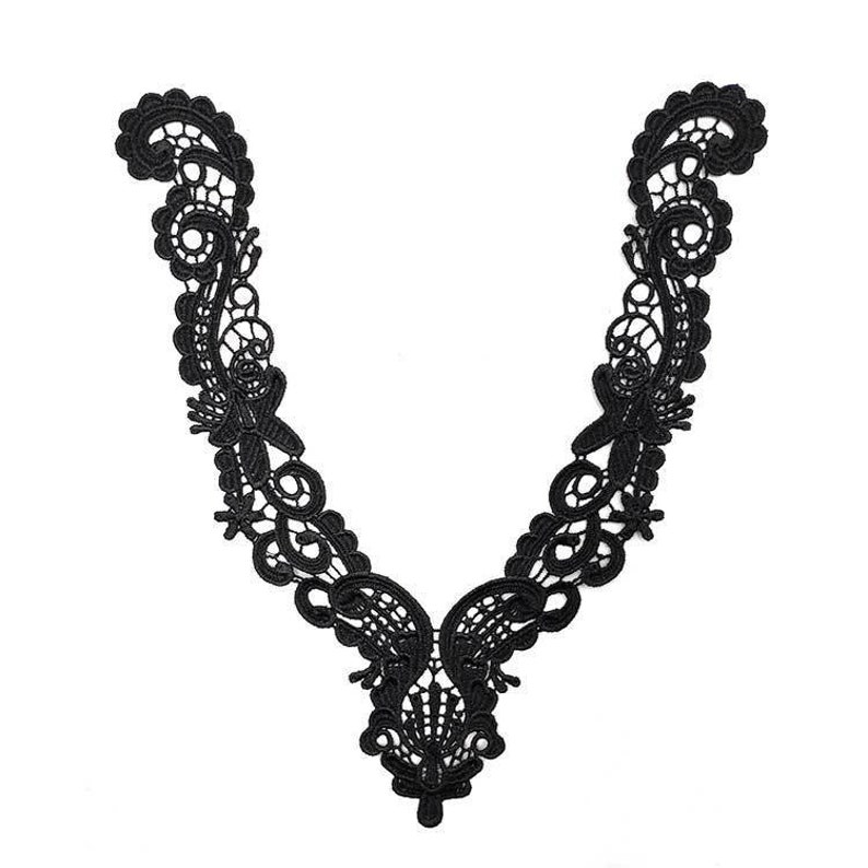 Black V Shape Crochet Venise Lace Collar/ Water Soluble Polyester ...