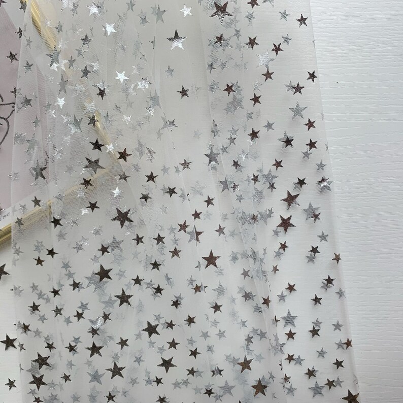 Big Small Star Lace Fabric Stars Print Fabric Soft off White - Etsy