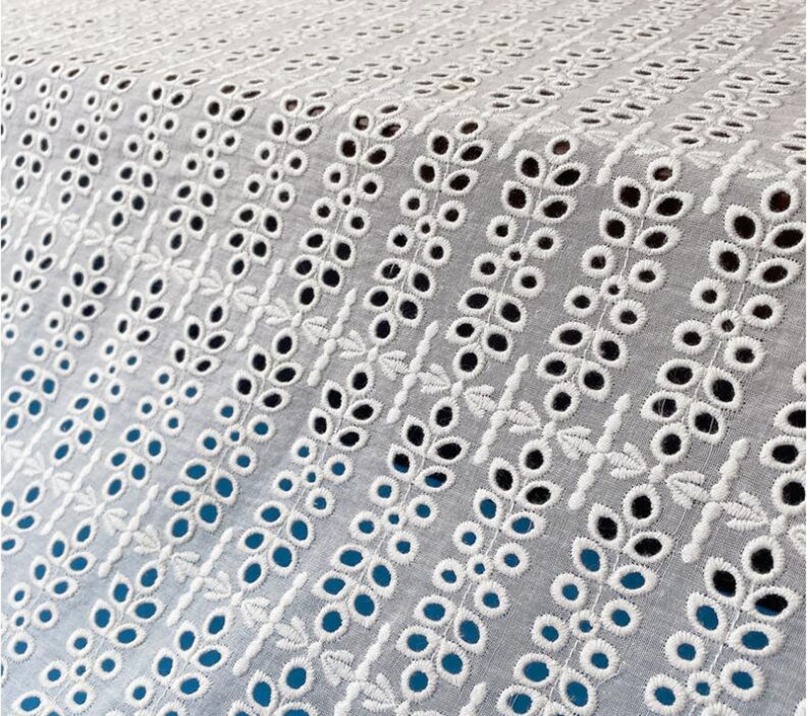Cotton Eyelet Floral Lace Fabric 51 Wide Cotton Lace | Etsy