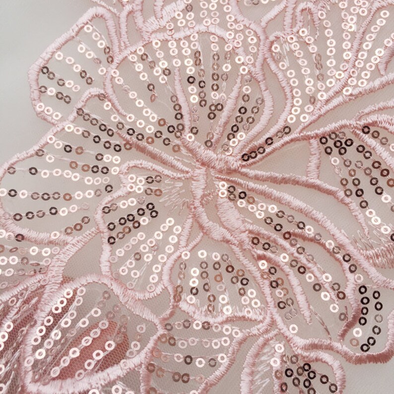 A Pair of Sequins Lace Applique in Navy Blue, Pink, Wine Red, Red for ...