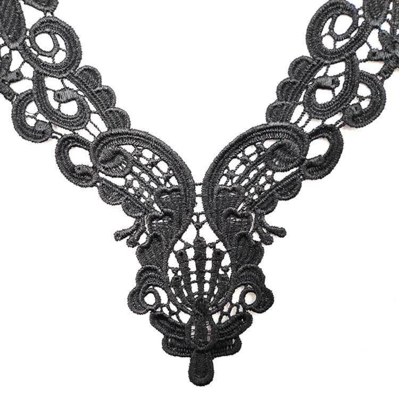 Black V Shape Crochet Venise Lace Collar/ Water Soluble Polyester ...