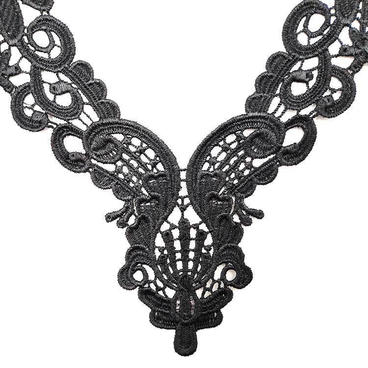Black V Shape Crochet Venise Lace Collar/ Water Soluble Polyester ...