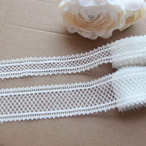 Lace Trim by Yard Hollowed Out Grid Shape Trim in off White - Etsy