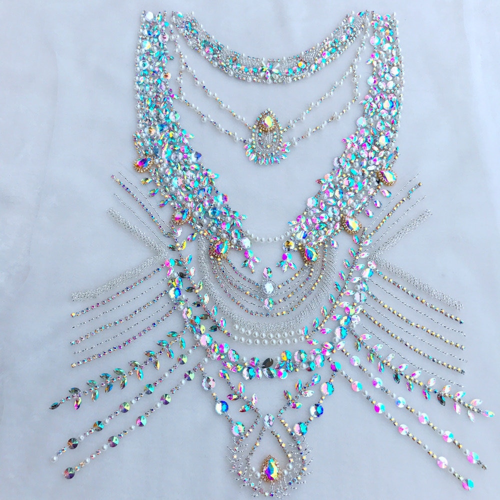 Gorgeous AB Color Rhinestone Beaded Applique Large Full Body - Etsy