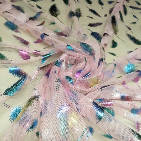 Colorful Feather Lace Fabric Pink/off White/dark Blue/black | Etsy