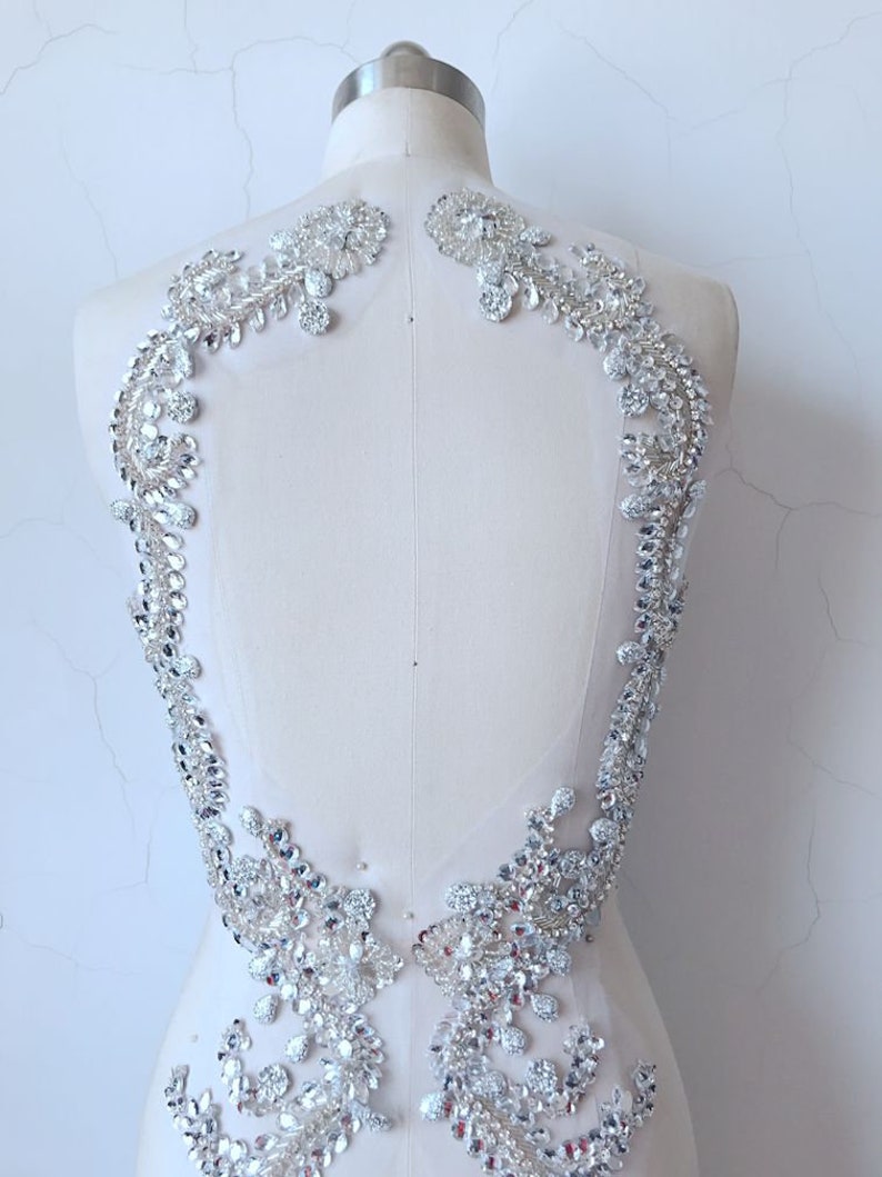 2019 Latest Silver/gold Crystal Rhinestone Applique on Mesh - Etsy