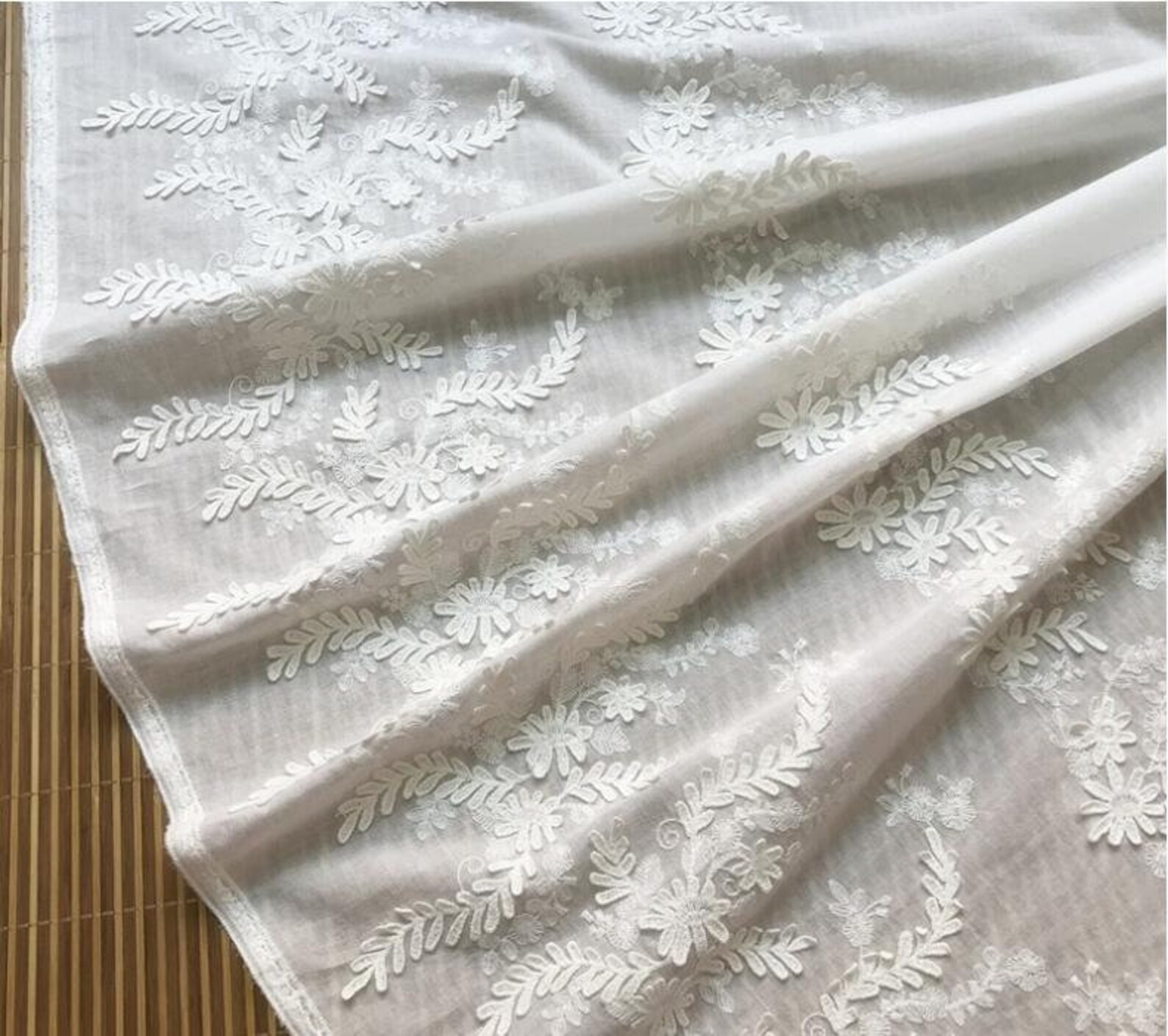 3D Leaf Pattern Cotton Lace Fabric, Cotton Fabric by the Yard ...