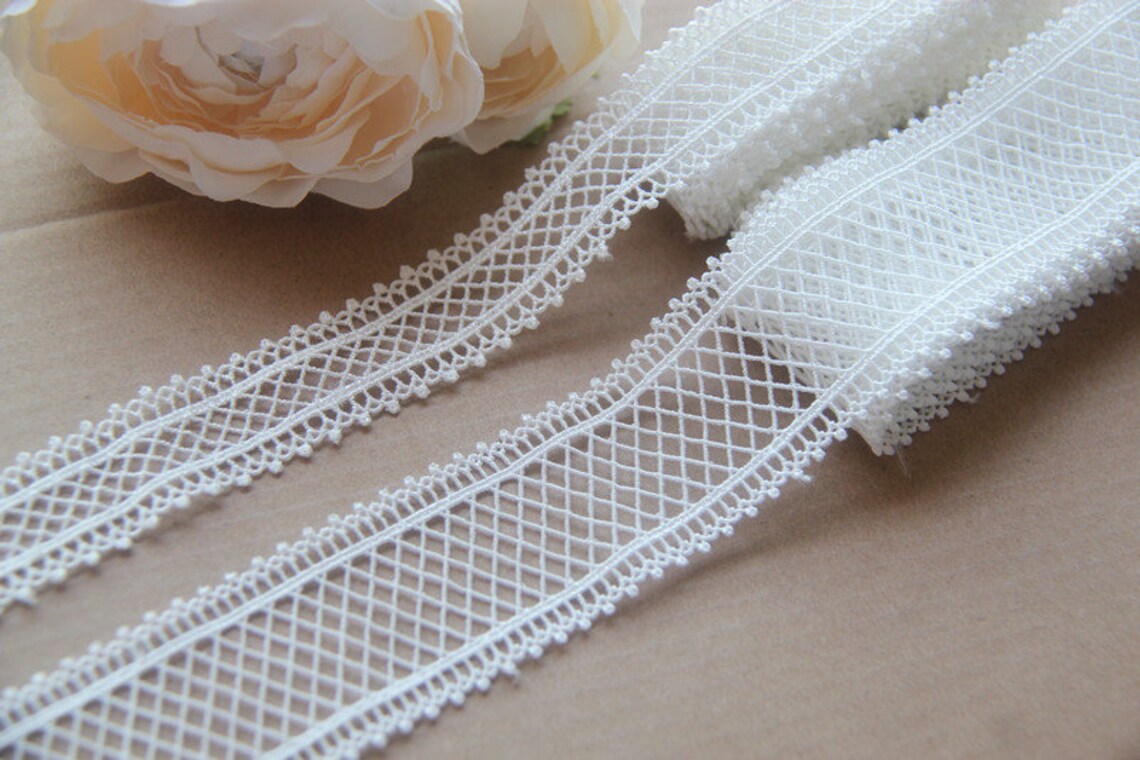 Lace Trim by Yard Hollowed Out Grid Shape Trim in off White - Etsy