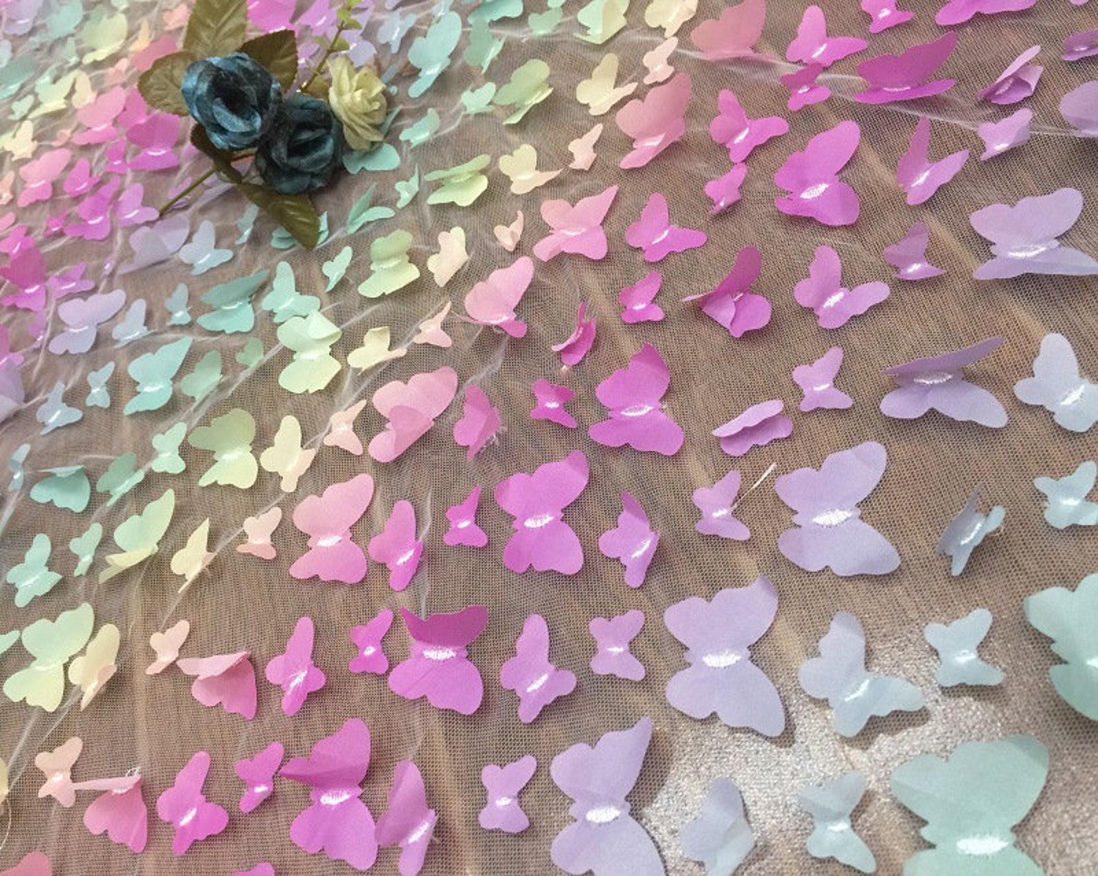3D Butterfly Lace Fabric Colorful Butterfly Tulle Fabric for - Etsy