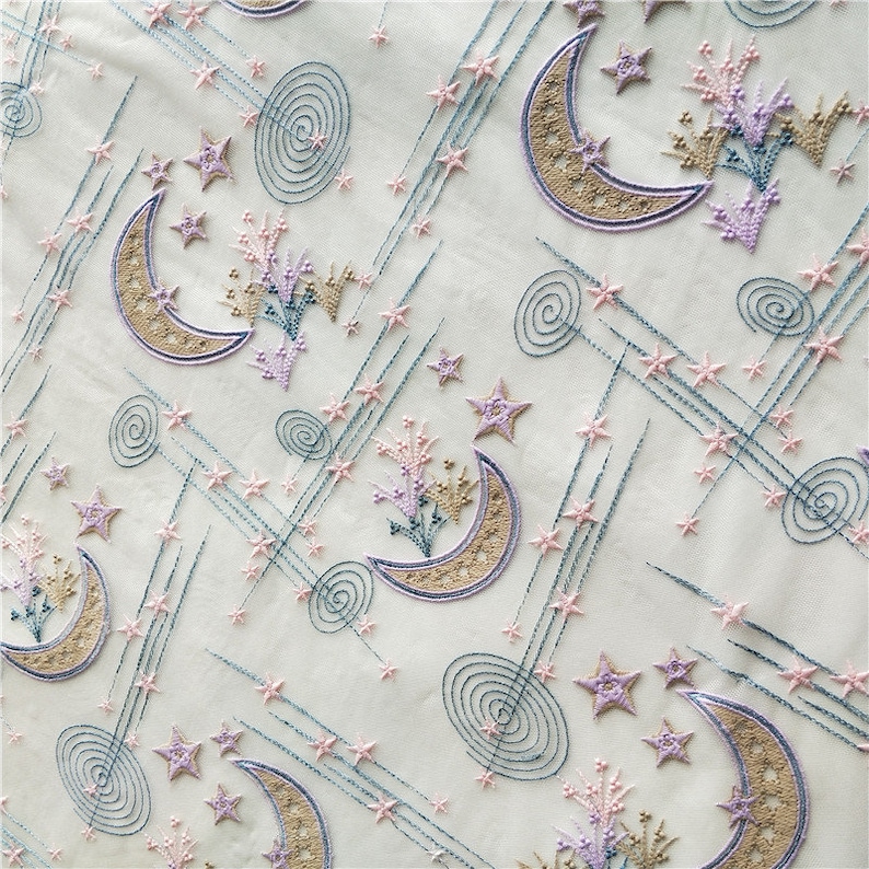Lace Fabric With Stars&Moon Design 59 Wide Illusion | Etsy