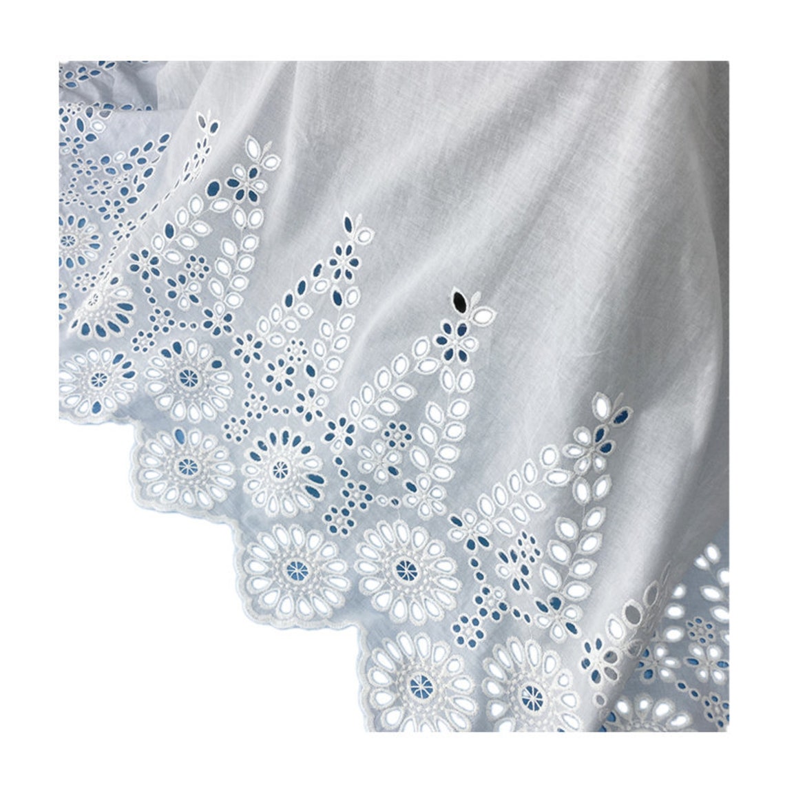 Off White Eyelet Cotton Lace Fabric - Etsy