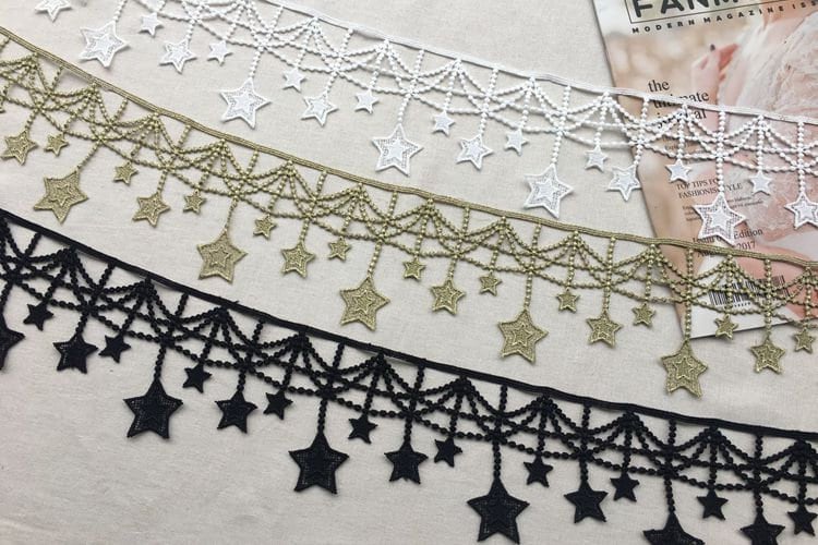 Star Tassel Lace Trim in Gold/black/white 4.1" Width by the Yard - Etsy