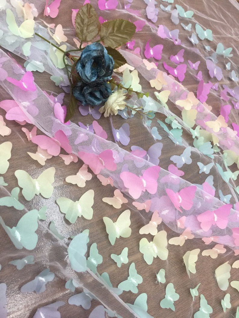 3D Butterfly Lace Fabric Colorful Butterfly Tulle Fabric for - Etsy Sweden