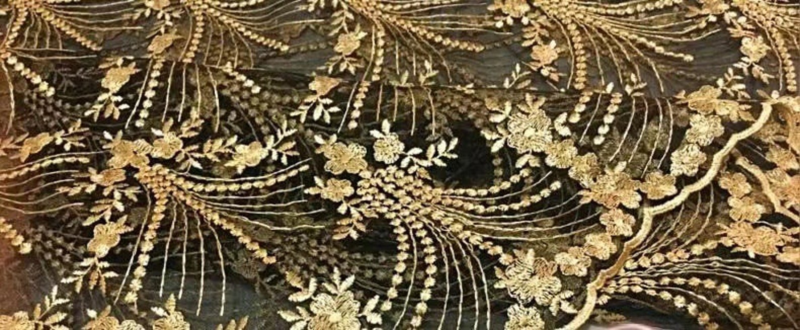 Vintage Gold Lace Fabric, Golden Embroidery Mesh Lace Fabric, Soft ...