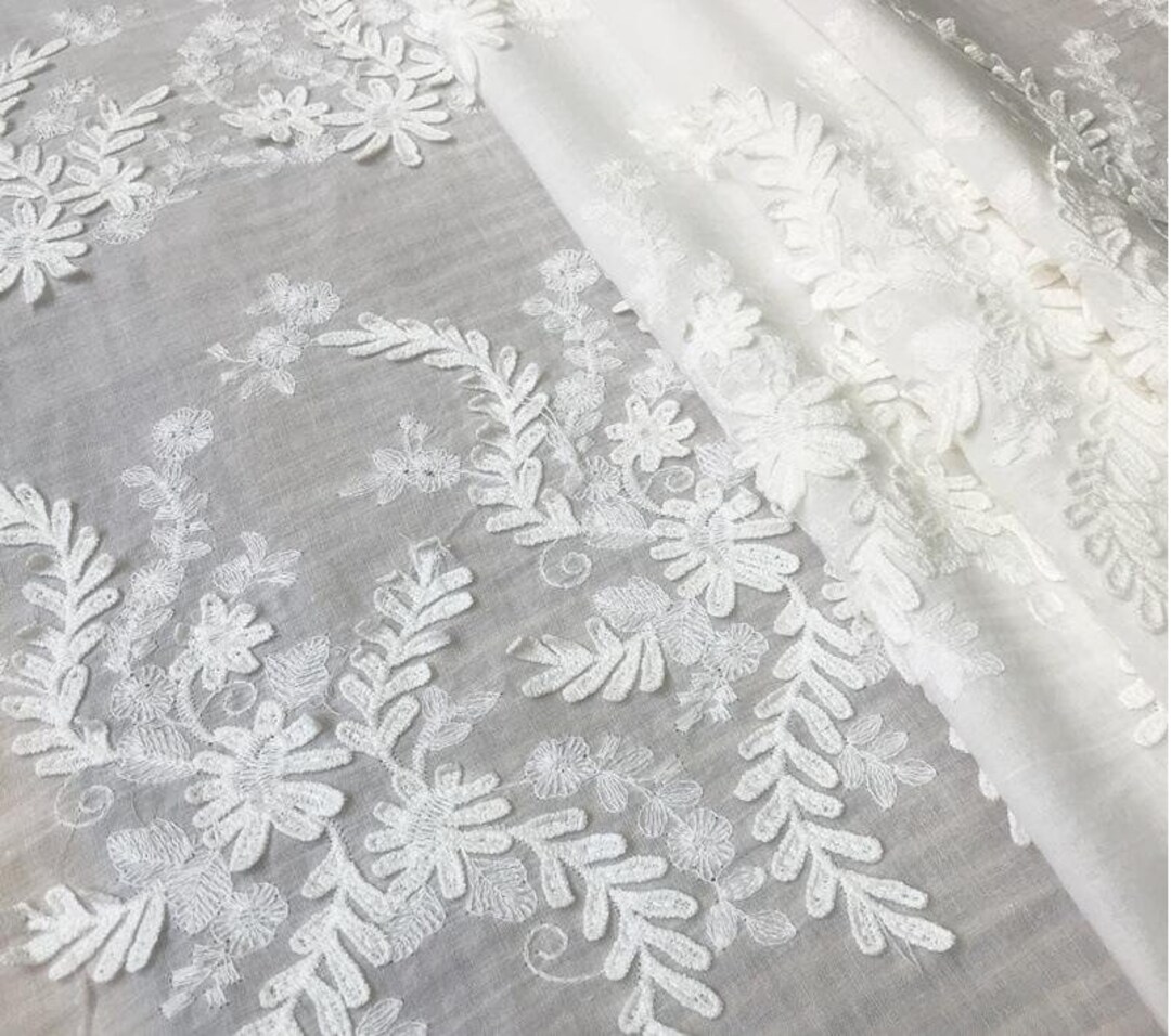 3D Leaf Pattern Cotton Lace Fabric, Cotton Fabric by the Yard ...