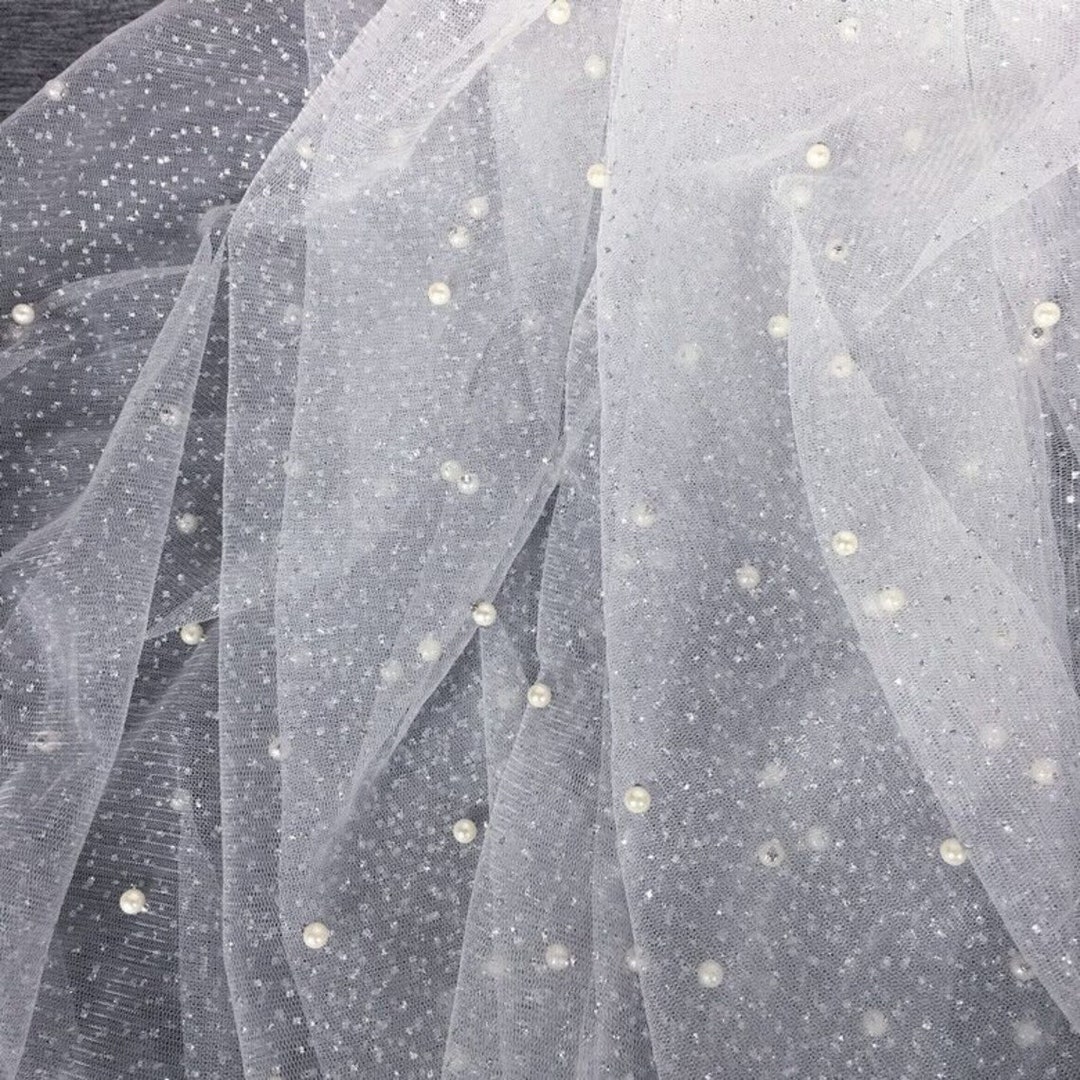 7 Colors Sparkling Beaded Pearl Lace Fabric Beading Sequins Tulle ...